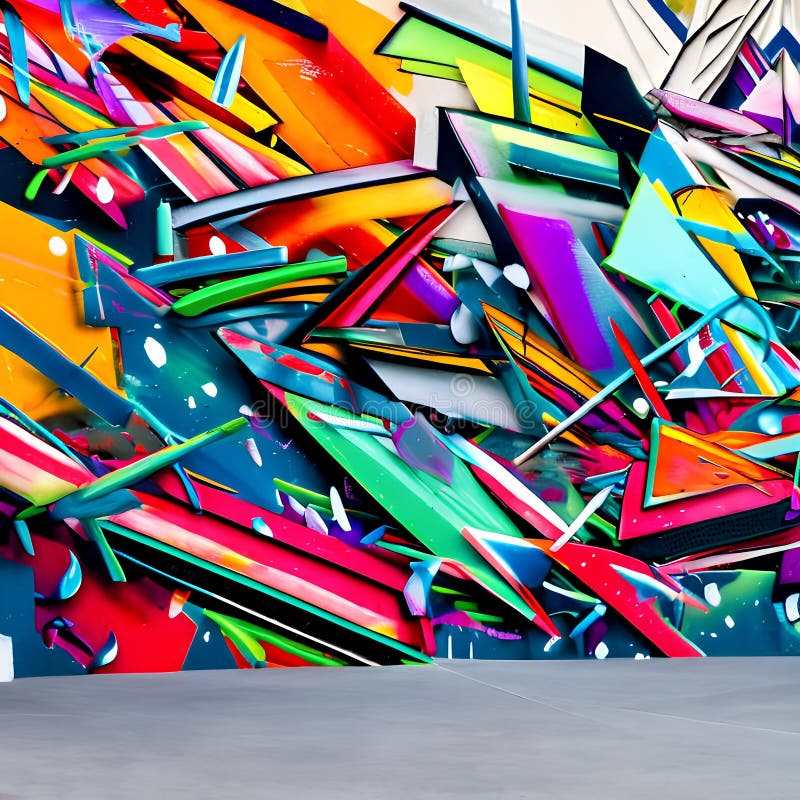 A Chaotic Blend of Graffiti Tags, Abstract Shapes, and Vibrant ...
