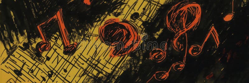 Chaotic Blend of Red Musical Notes and Lines Stock Illustration ...