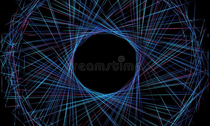 Chaotic Blue Color Lines in Circle Stock Vector - Illustration of ...