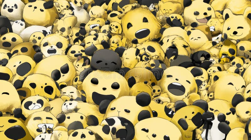 Yellow Panda Frenzy stock illustration. Illustration of animals - 367708143