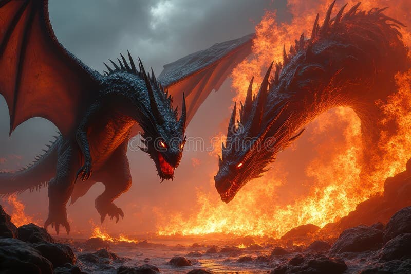 Chaotic Clash: Dragon Vs. Underworld Demon Stock Illustration ...