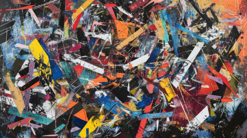 A Chaotic Collage of Overlapping Lines and Distorted Forms Capturing ...