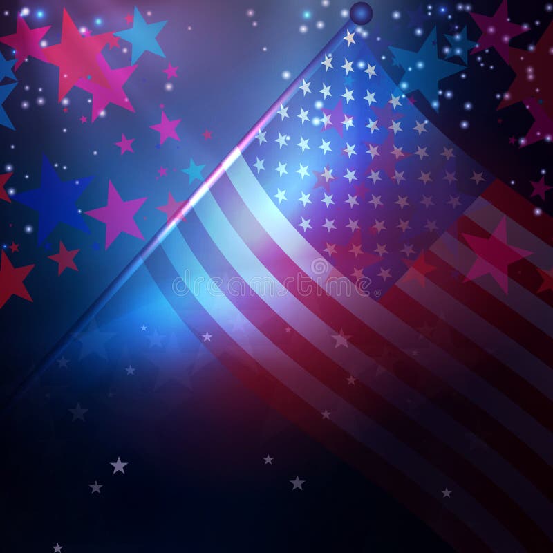 Chaotic Composition with Elements of the USA Flag, the National Symbol ...