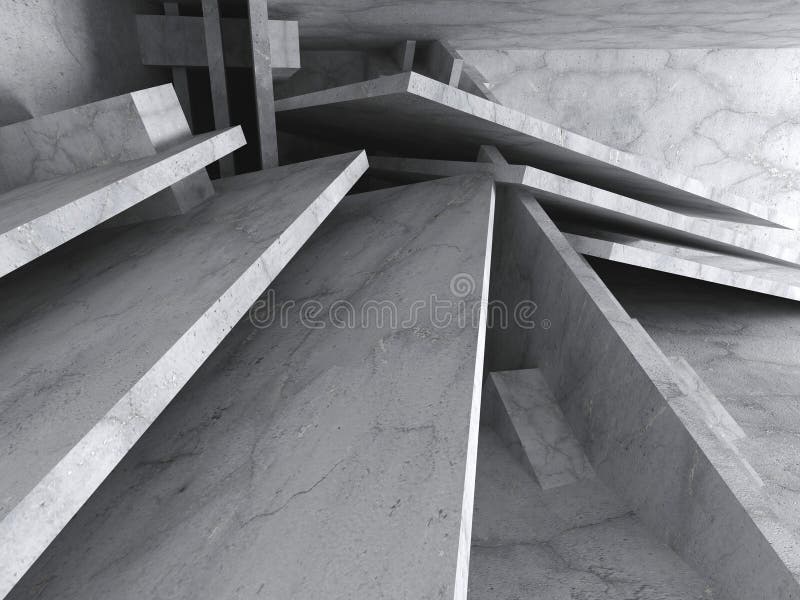 Chaotic Concrete Architecture Background. Construction Modern De Stock ...