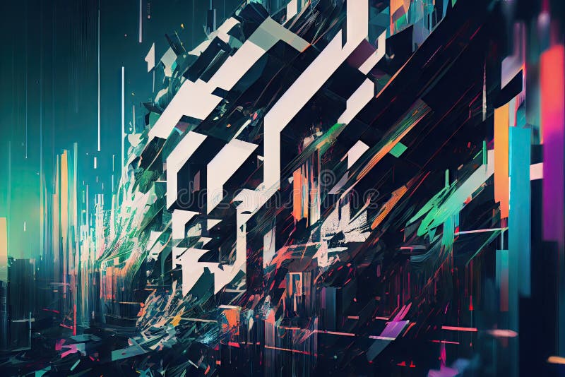 A Chaotic Digital Glitch Effect, with Layers of Distorted Images and ...