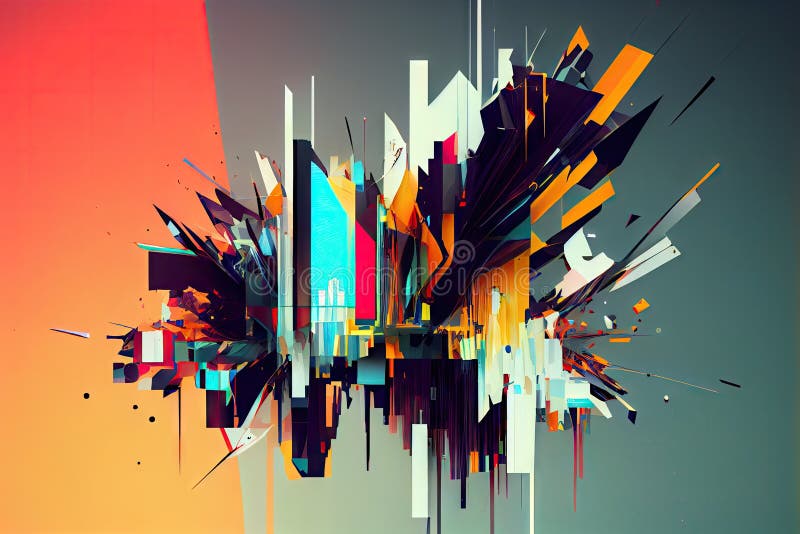 A Chaotic Digital Glitch Sequence with Abstract Shapes, Colors, and ...