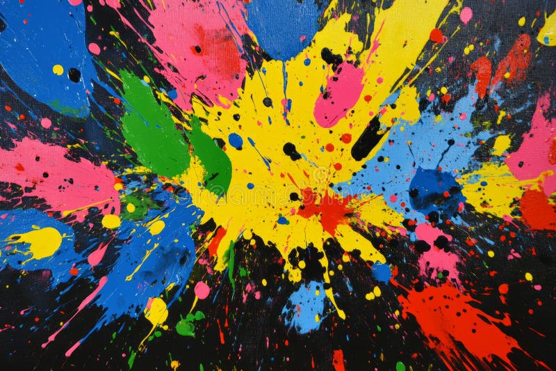 A Chaotic Explosion of Splattered Paint in Vibrant Primary Colors ...