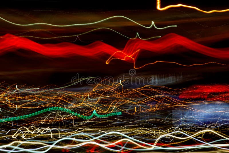 Chaotic Freeze Light Lines in Dark. Neon Glow. Texture of Bright Lines ...