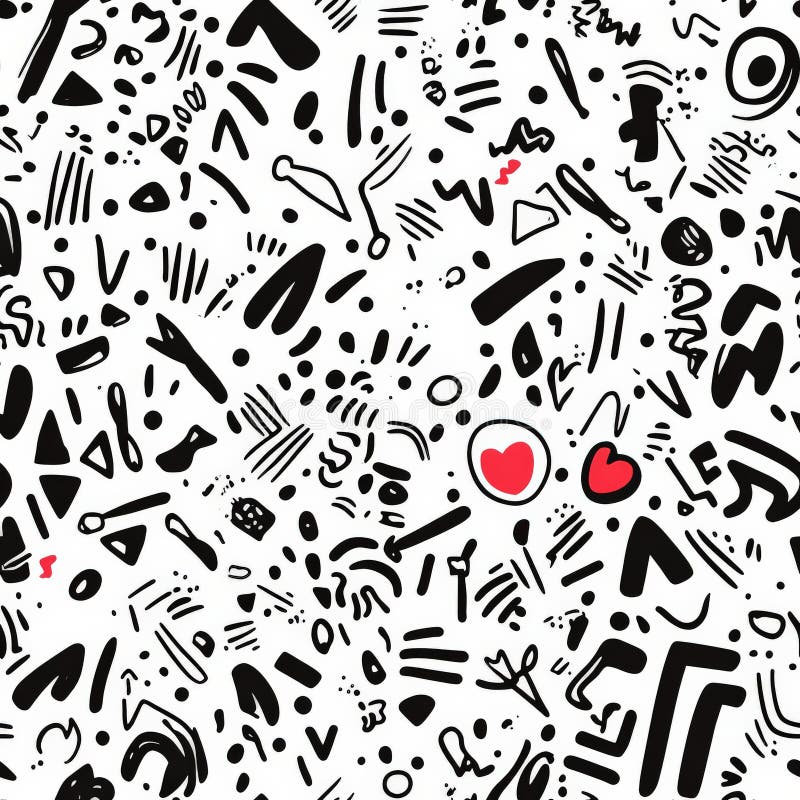 Chaotic Fun Pattern Random Doodles Arrows Speech Bubbles Exclamation ...