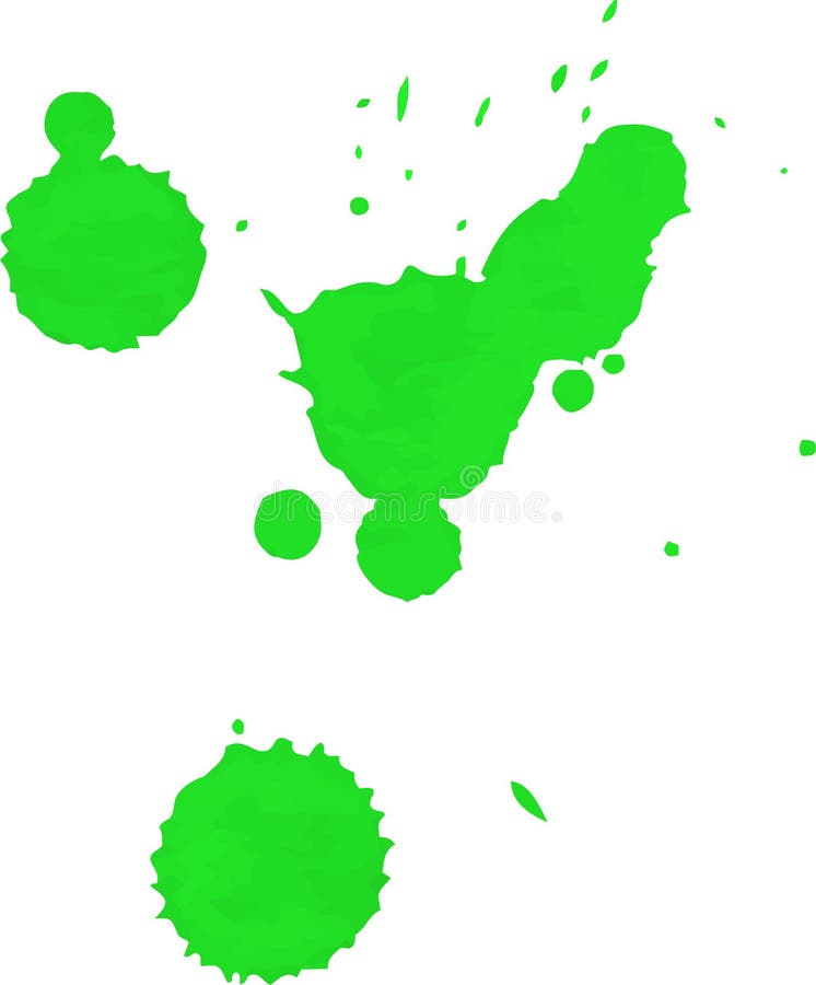 Chaotic Green Paint Drops with Ink Splashes and Stain Flow. Stock ...
