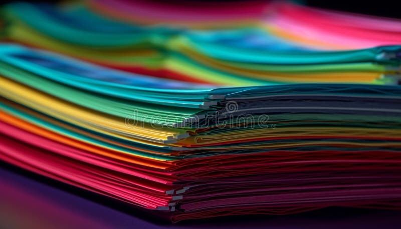 A Chaotic Heap of Multi Colored Paper Documents in an Office Generated ...