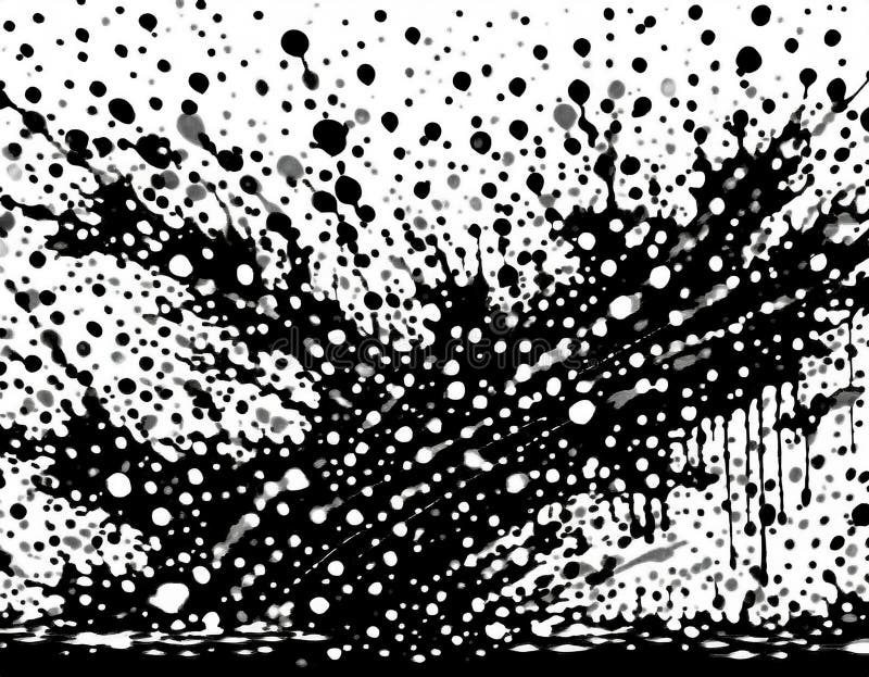 Chaotic Ink Drops Splattered Black Abstract Liquid Texture on White ...