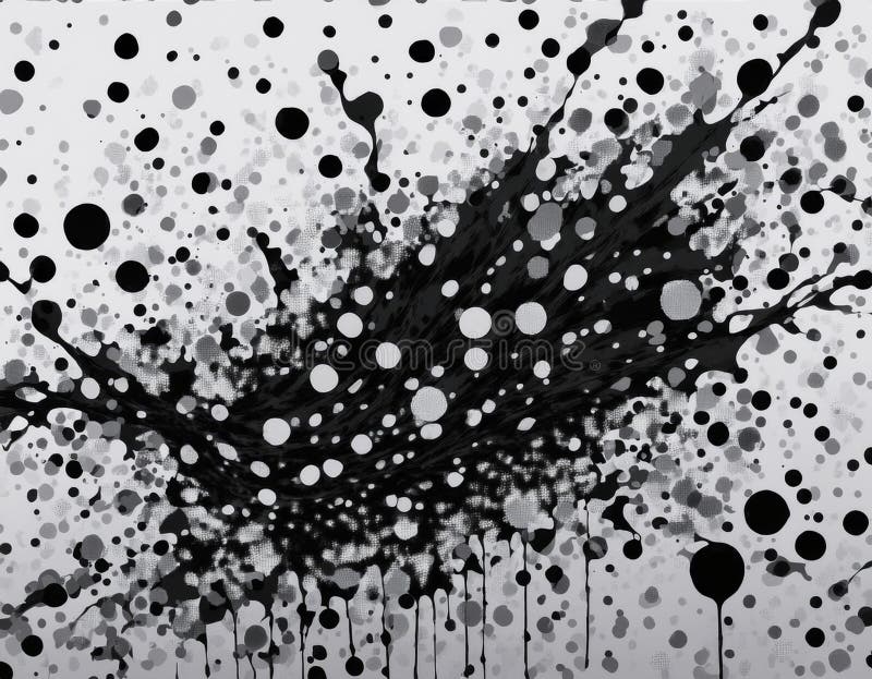 Chaotic Ink Drops Splattered Black Abstract Liquid Texture on White ...