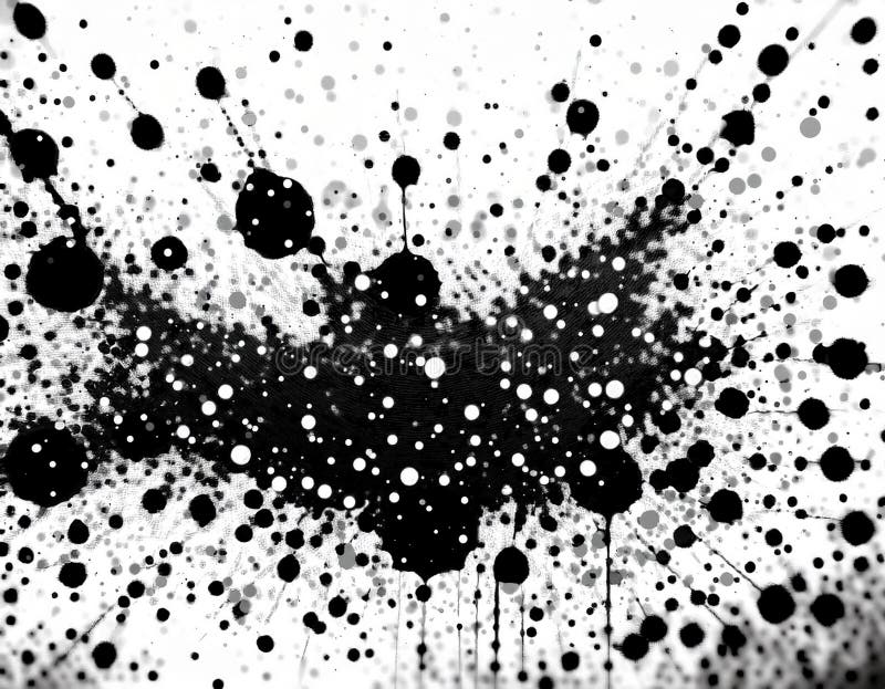 Chaotic Ink Drops Splattered Black Abstract Liquid Texture on White ...