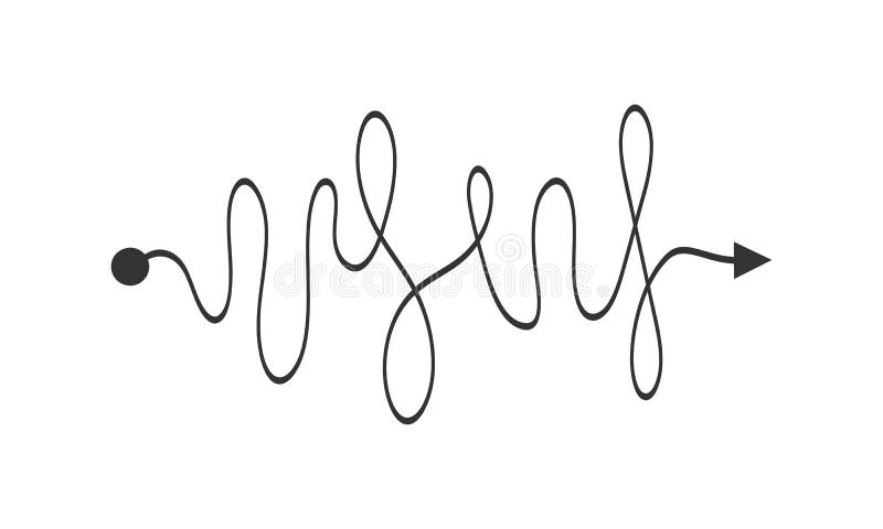 Chaotic Line with Start Point To Finish Arrow. Complex Problem Solution ...