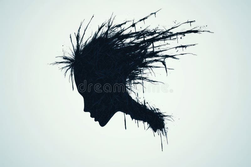 Chaotic Mind: Abstract Empty Head with Tangled Scribble Doodle Vector ...