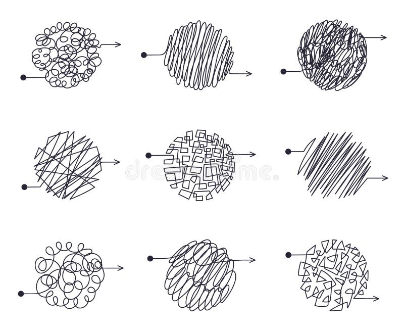 Chaotic Mindset Scribbles, Doodle Maze Lines. Confused Mind Freehand ...