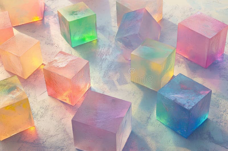 A Chaotic Mix of Pastel-colored Cubes, Resting on a Light, Textured ...