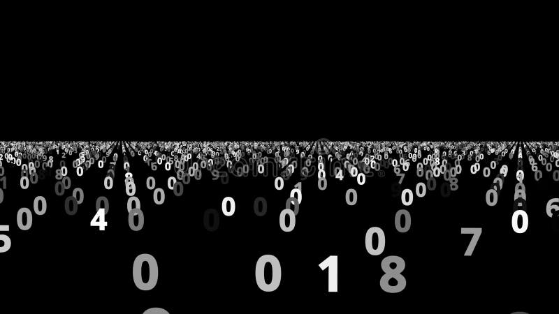 Chaotic Movement of White Numbers on a Black Background. Figures that ...