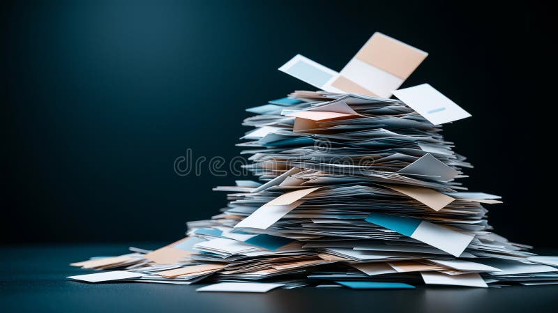 Chaotic Pile of Assorted Papers and Documents Stacked High Showcasing ...