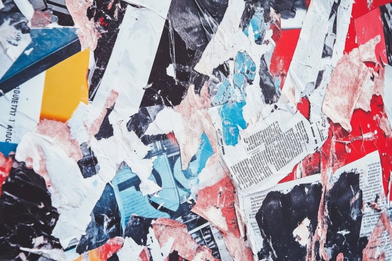 Chaotic Risograph Newspaper Collage Bold Headlines Torn Paper Textures ...