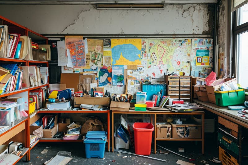 A Chaotic Room Filled with Clutter, Hidden Corners of an Empty ...