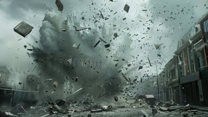 A Chaotic Scene of Debris Flying through the Air As the Powerful Winds ...