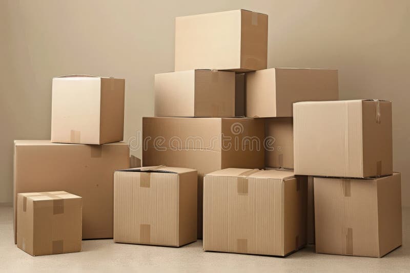 Towering Chaos a Heap of Cardboard Boxes Stock Illustration ...