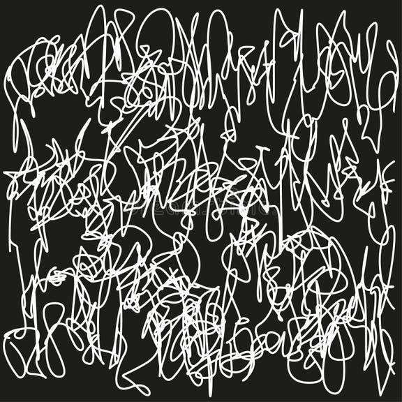 Chaotic Scribble Lines. Abstract Random Mess. Black Line Pattern ...