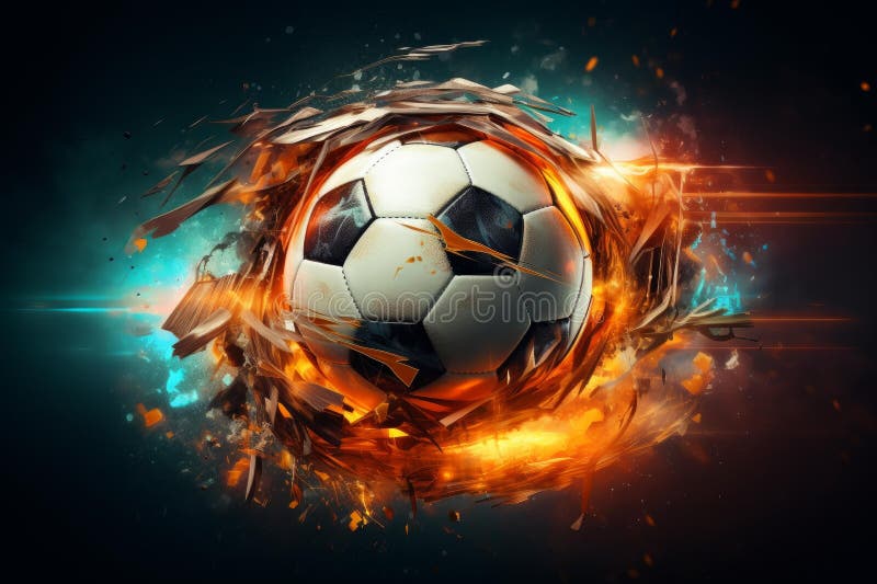 Chaotic Soccer Ball Explosion. Generate Ai Stock Photo - Image of game ...