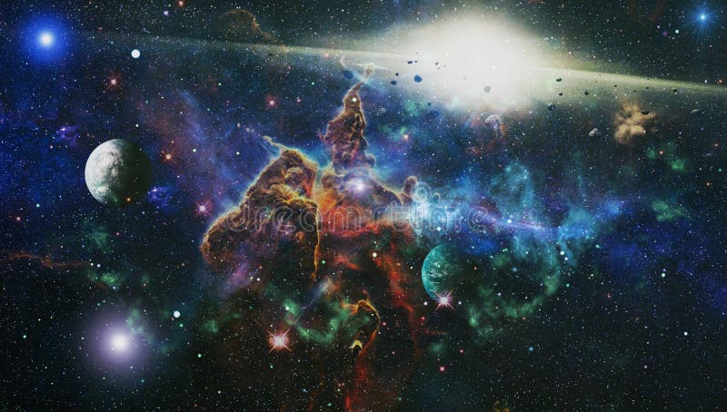 Chaotic Space Background. Planets, Stars and Galaxies in Outer Space ... Chaotic Space Background. Planets, Stars and Galaxies in Outer Space ...
