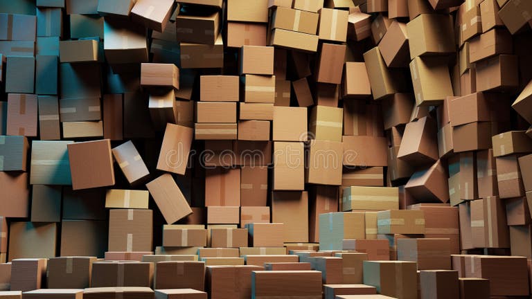Chaotic Stacking of Cardboard Boxes: a Textured Wall of Packaging Stock ...