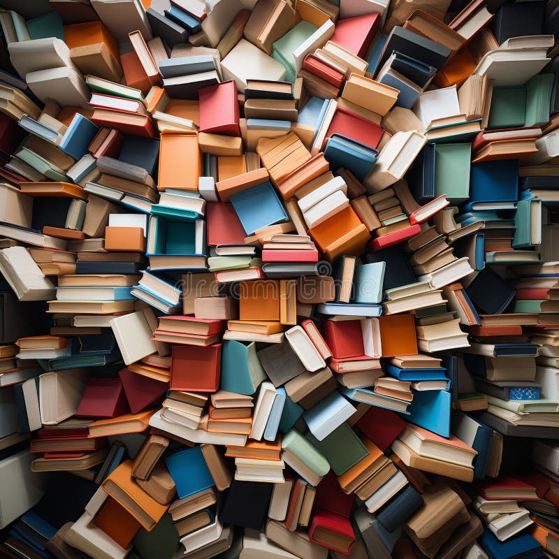 Massive Pile of Colorful Books Tumbling Stock Illustration ...