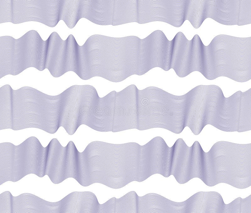 Chaotic Waves Seamless Pattern Vector Curve Lines Abstract Repeat