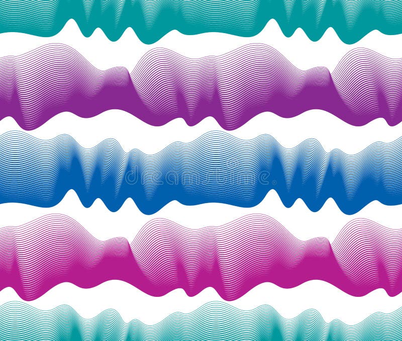 Chaotic Waves Seamless Pattern, Vector Curve Lines Abstract Repeat ...
