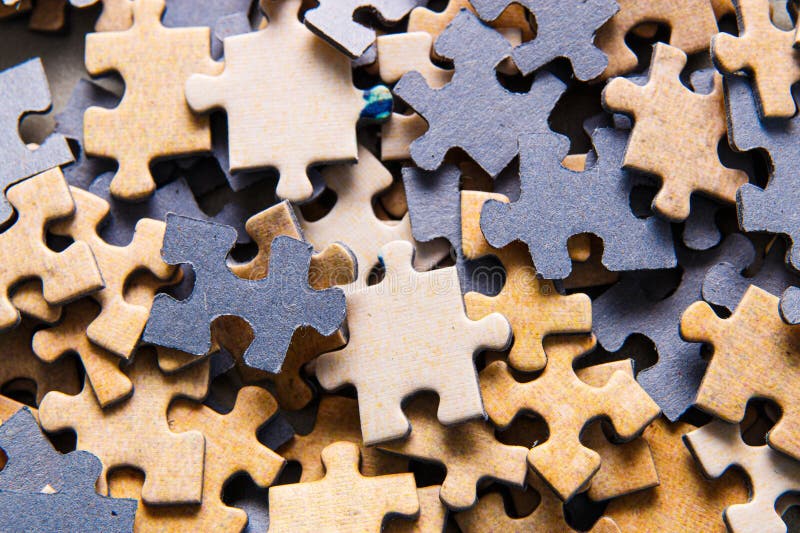 Chaotically Scattered Large Number of Puzzle Pieces Stock Image - Image ...