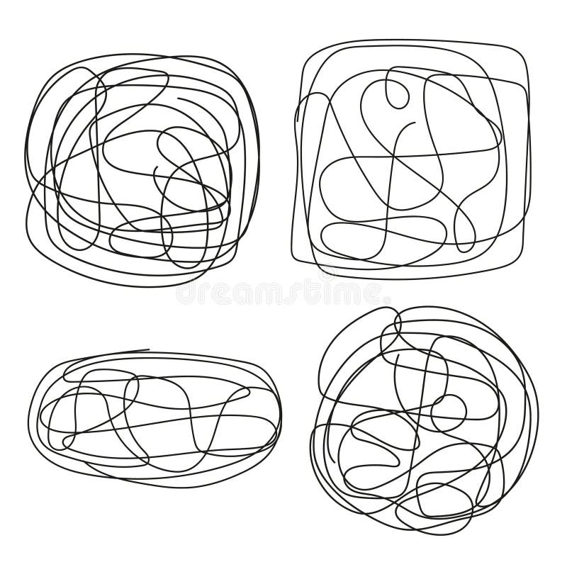 Chaotically Tangled Line Set, Chaos Line Art Stock Vector ...