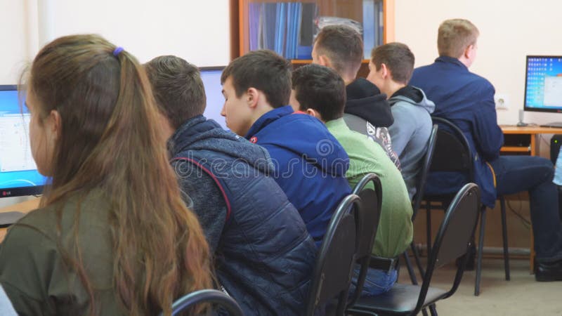 Students in Front of Computers in a Computer Class Stock Video - Video ...