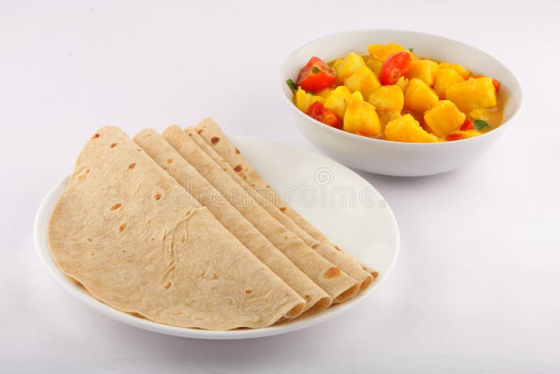 Chapati with potato curry. stock image. Image of healthy - 58050359