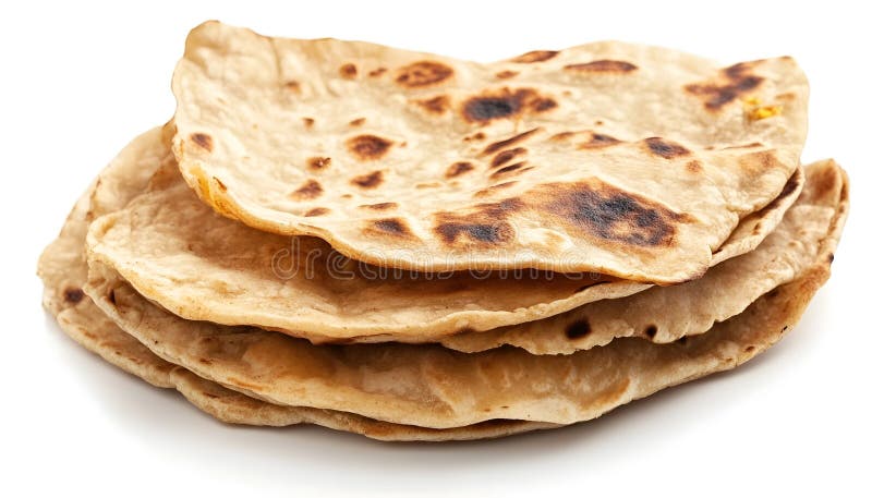Chapati, Unleavened Indian Flatbread, Isolated on White Stock Image ...