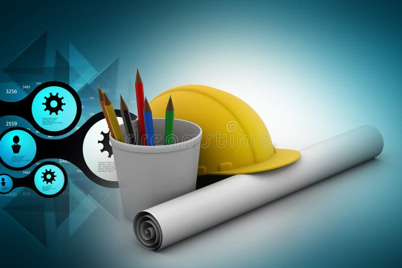 Chapeau De Construction Avec Des Dessins Illustration Stock ...