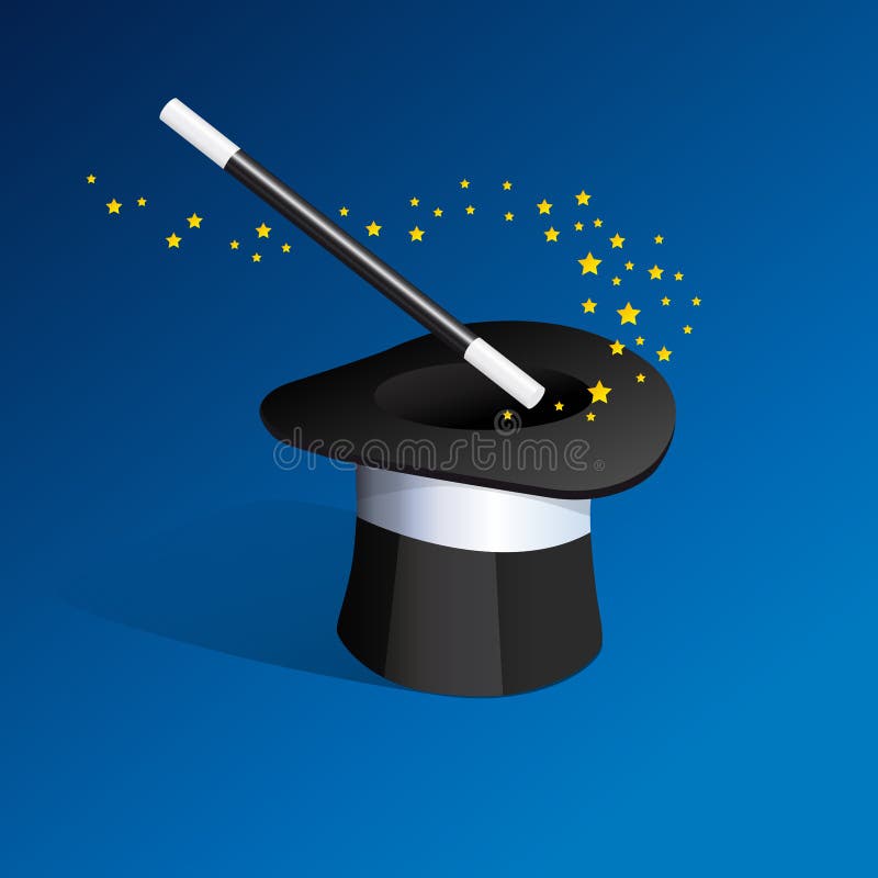 The Hat and the Magic Wand, Symbols of the Magician. Stock Vector ...