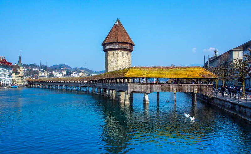 Chapel Bridge, Lucern editorial image. Image of roof - 67286185