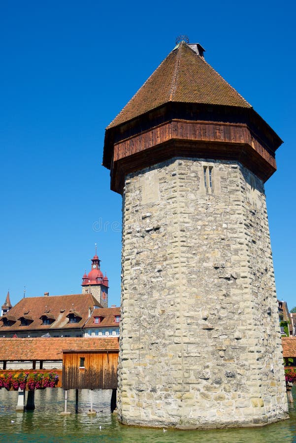 Chapel Bridge in Lucerne stock photo. Image of attraction - 166371072