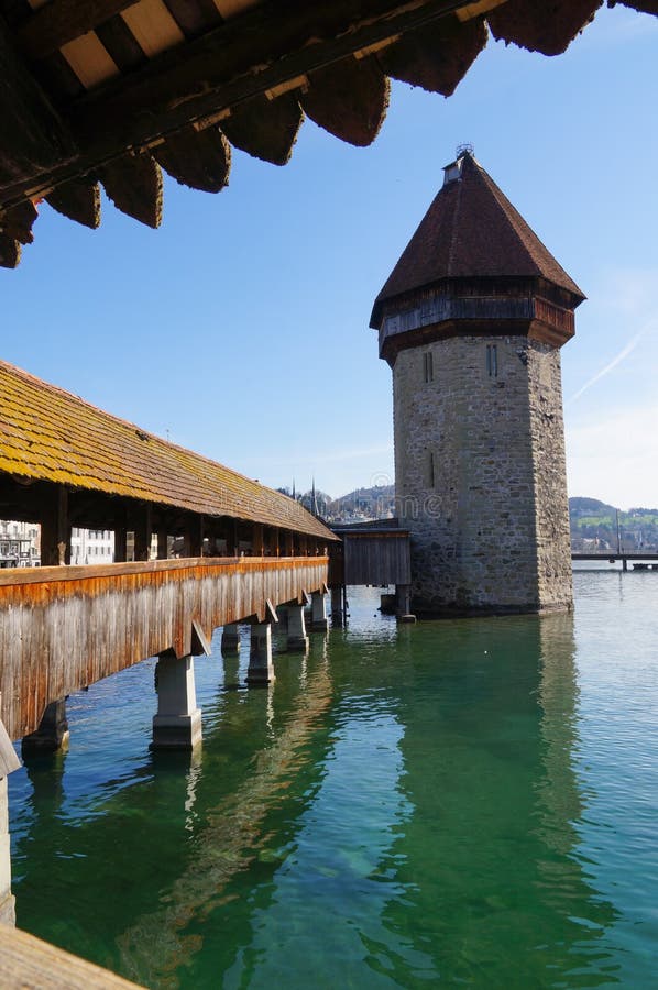Chapel Bridge in Spring,Lucerne. Stock Photo - Image of flowers ...