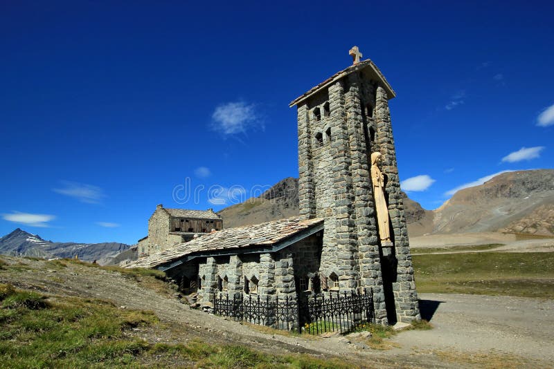 Chapel at the Iseran Pass, France Stock Photo - Image of clouds ...