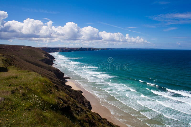 North Cornwall Coast , Near Newquay Cornwall Stock Photo - Image of ...