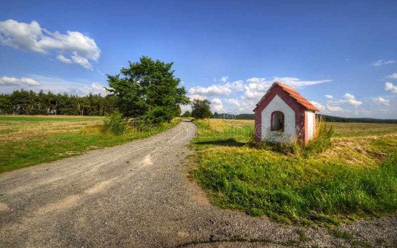 Crossroads in the Field at Sunset. Split Country Road. Beautiful Clouds ...