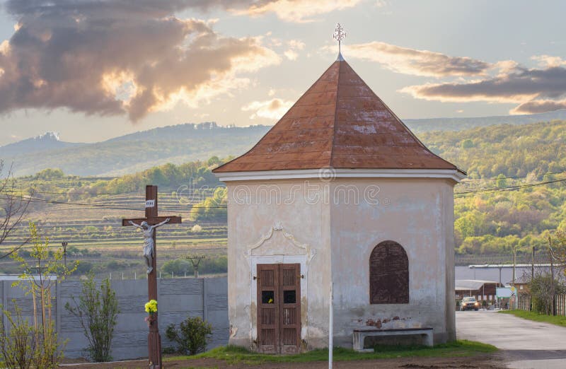 Chapel in sunset stock photo. Image of scene, rural, religious - 91587820