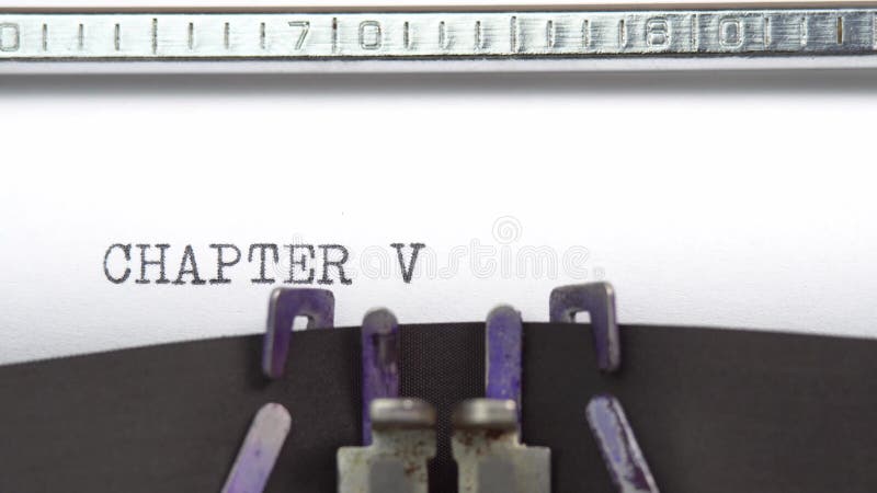 Chapter Five Phrase Closeup Being Typing and Centered on a Sheet of ...